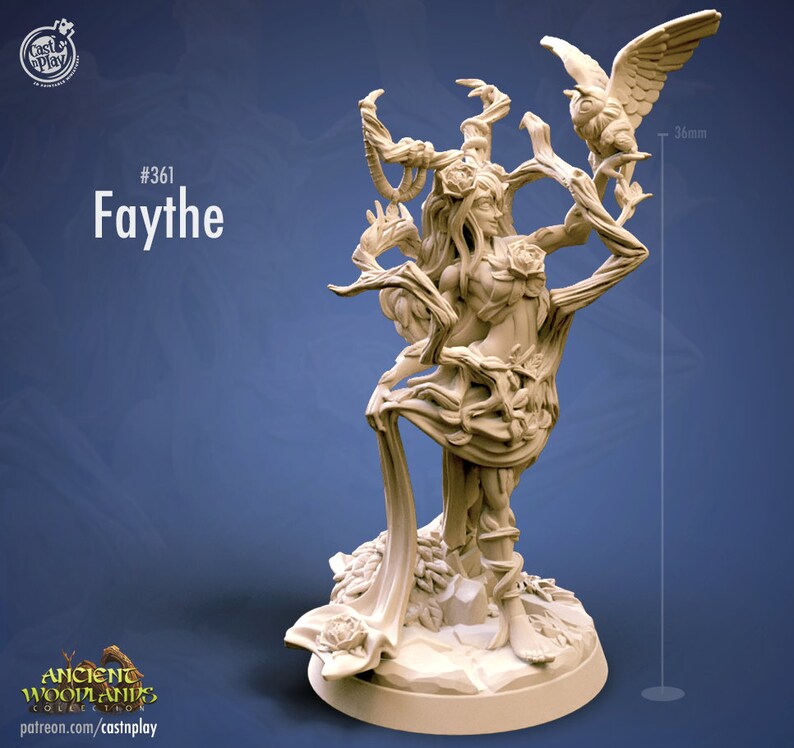 Faythe D&D Pathfinder Fantasy 3D Printed Resin Dryad/ Leshy Miniature ...