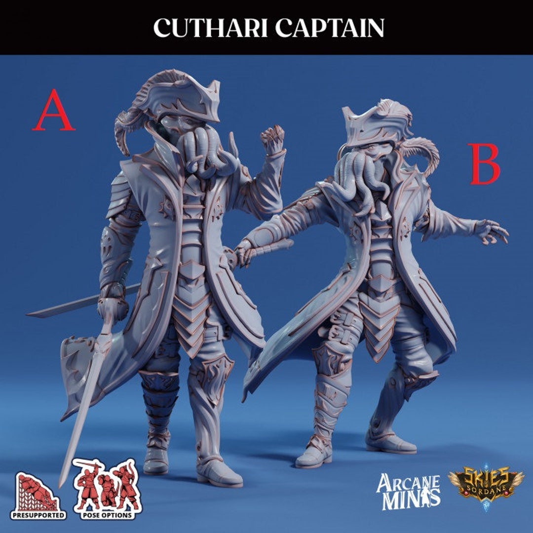 Mindflayer Tentacle Pirate Captain D&D Pathfinder Fantasy 3D Printed ...