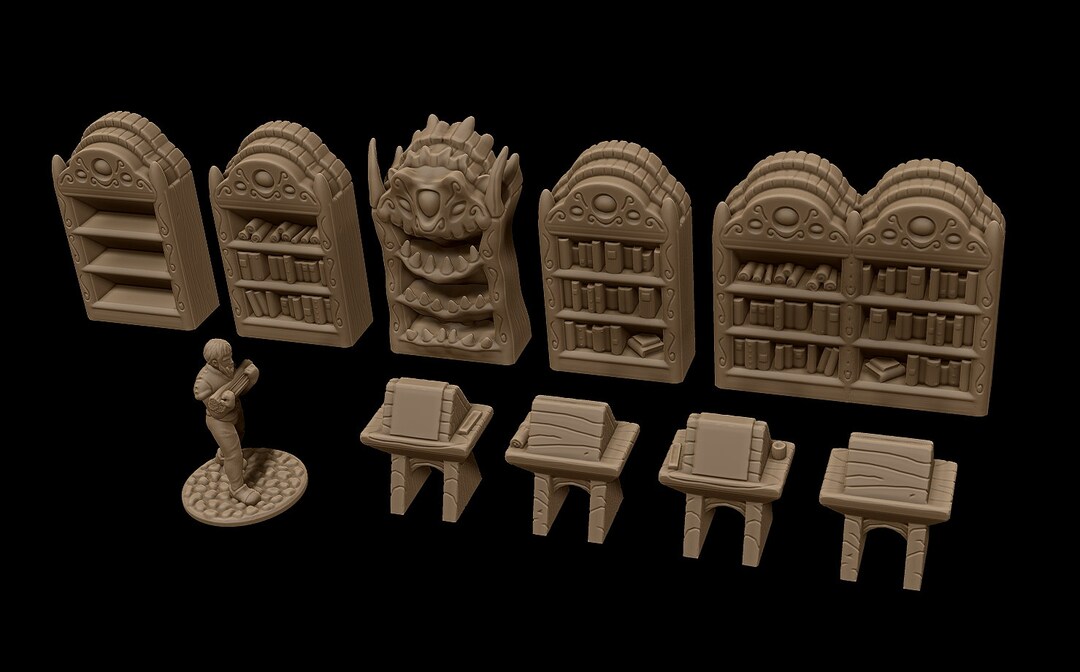 Library Set Terrain Scatter D&D Pathfinder Tabletop - Etsy