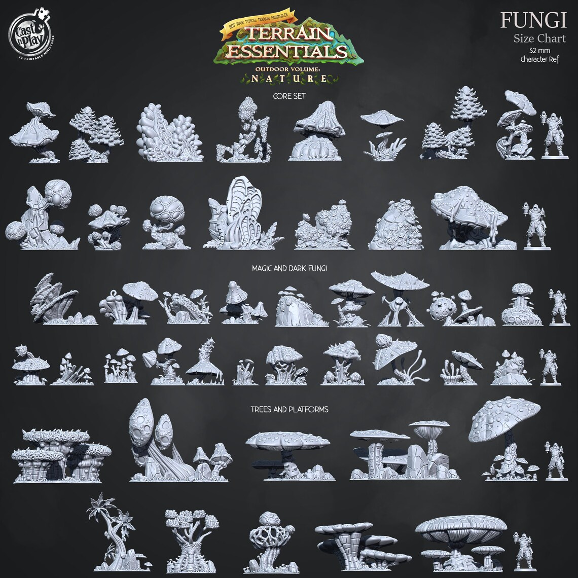 Fungi Trees and Platforms Terrain Set 10 Pieces D&D Pathfinder Fantasy ...