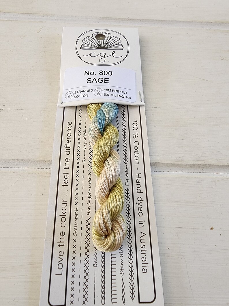 Sage 800 - Cottage Garden Thread 10m Pre Cut 50cm Lengths - Etsy