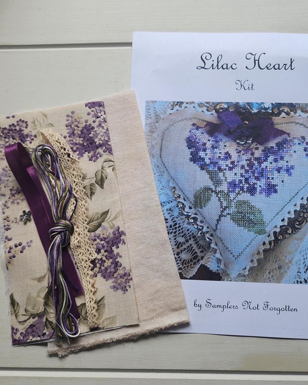 KIT - Lilac Heart - Samplers Not Forgotten - Etsy