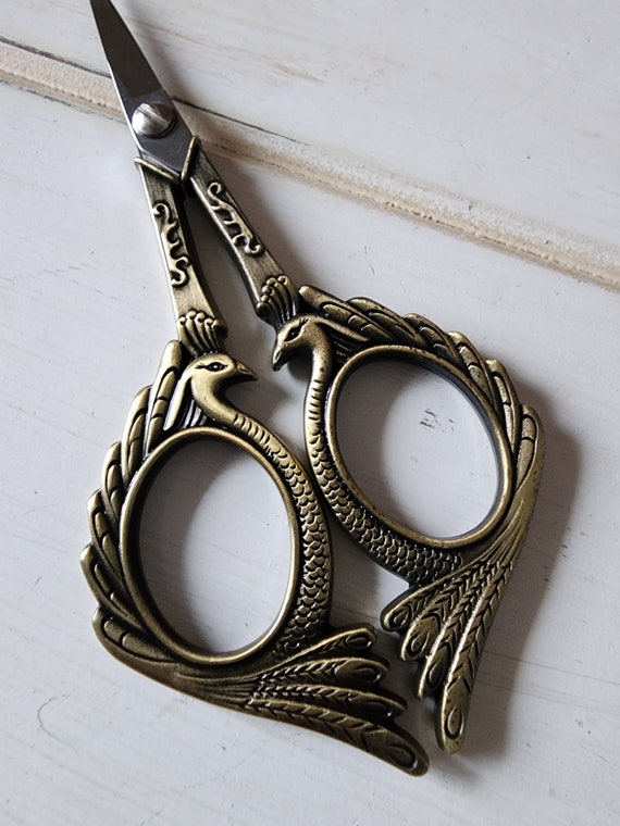Ornate Swan Handled Embroidery Scissors Antique Bronze Etsy