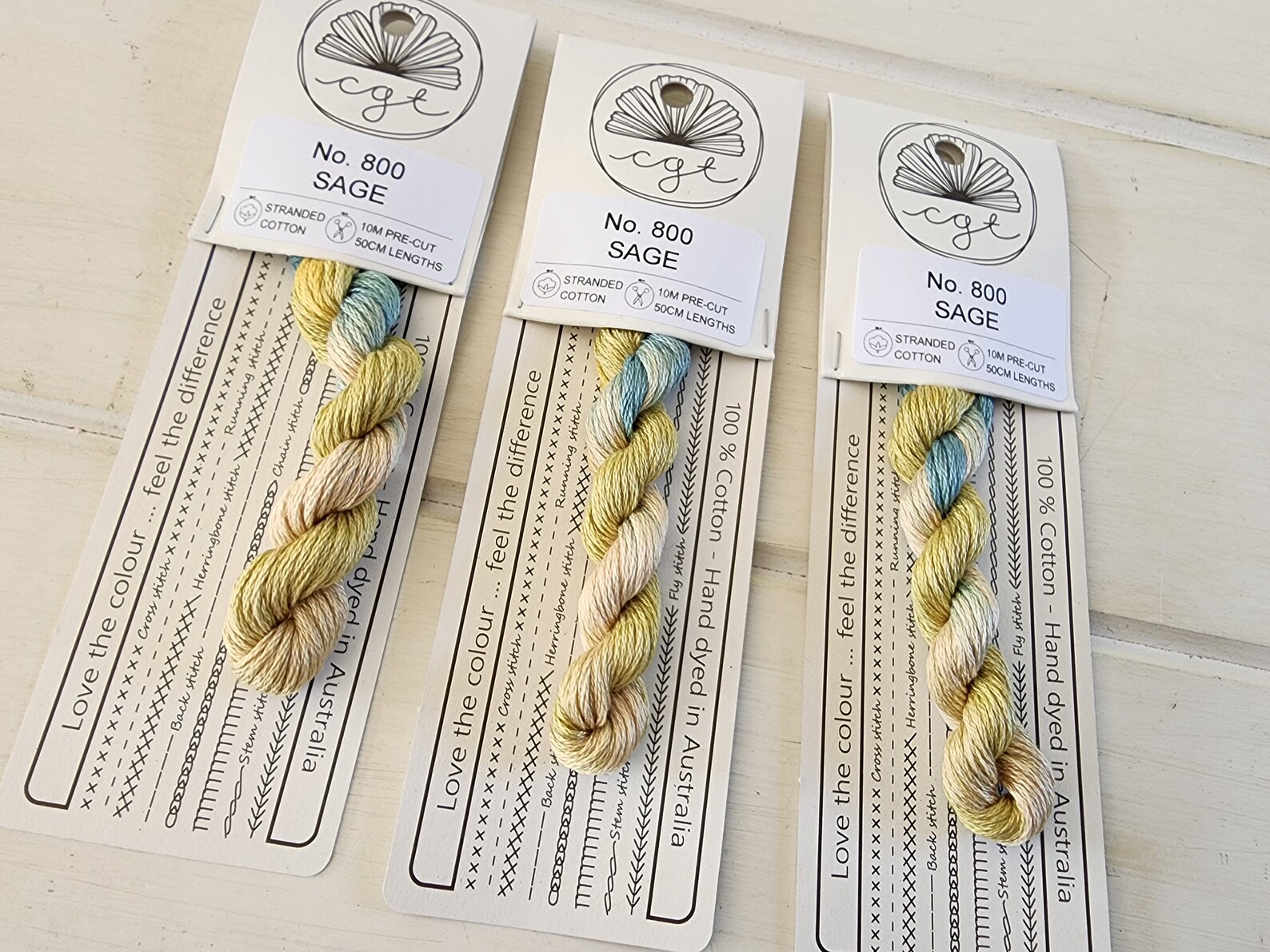 Sage 800 - Cottage Garden Thread 10m Pre Cut 50cm Lengths - Etsy
