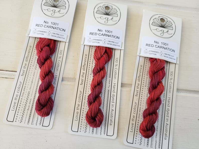 Red Carnation 1001 - Cottage Garden Thread 10m Pre Cut 50cm Lengths - Etsy