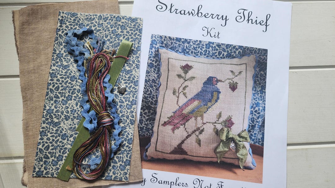 KIT - Strawberry Thief - Samplers Not Forgotten - Etsy Australia
