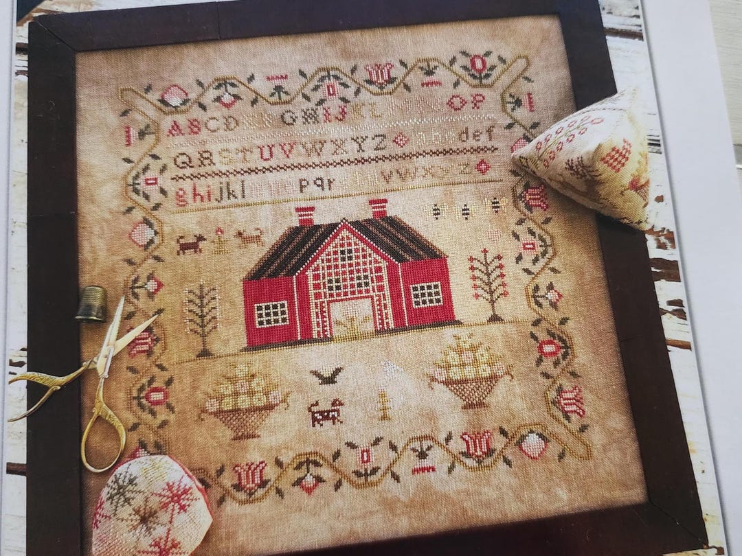 Rose Hill Farm Sampler, Pin Keep and Biscornu - Stacy Nash Primitives - Etsy