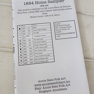 1884 Home Sampler - Annie Beez Folk Art - Etsy