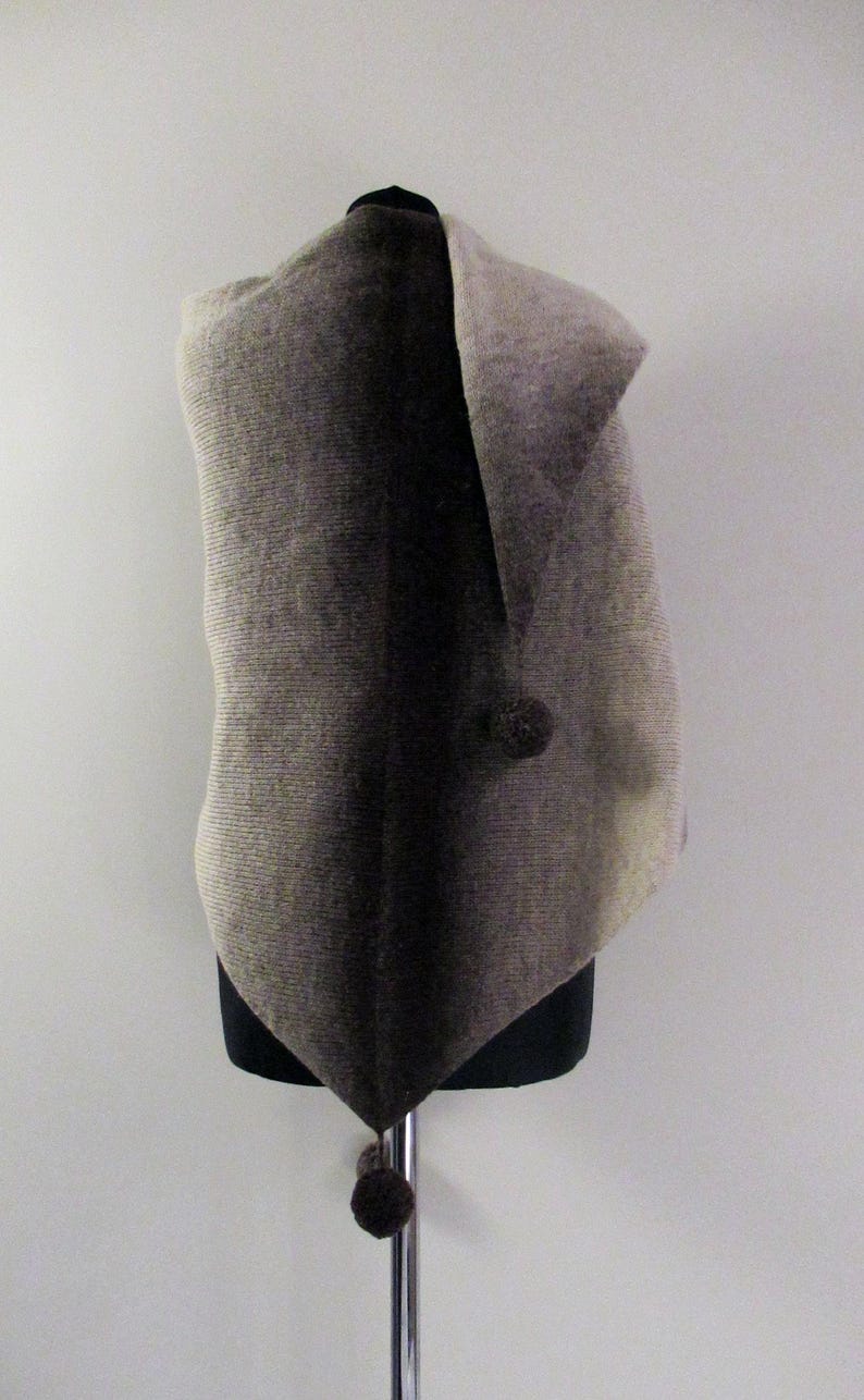 Knitted Triangle Warm Winter Shawl, Handmade With Kauni Brown Gradient ...