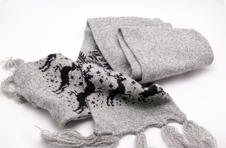 Knitted Long Warm Winter Scarf, Handmade With Double-sided Scandinavian ...