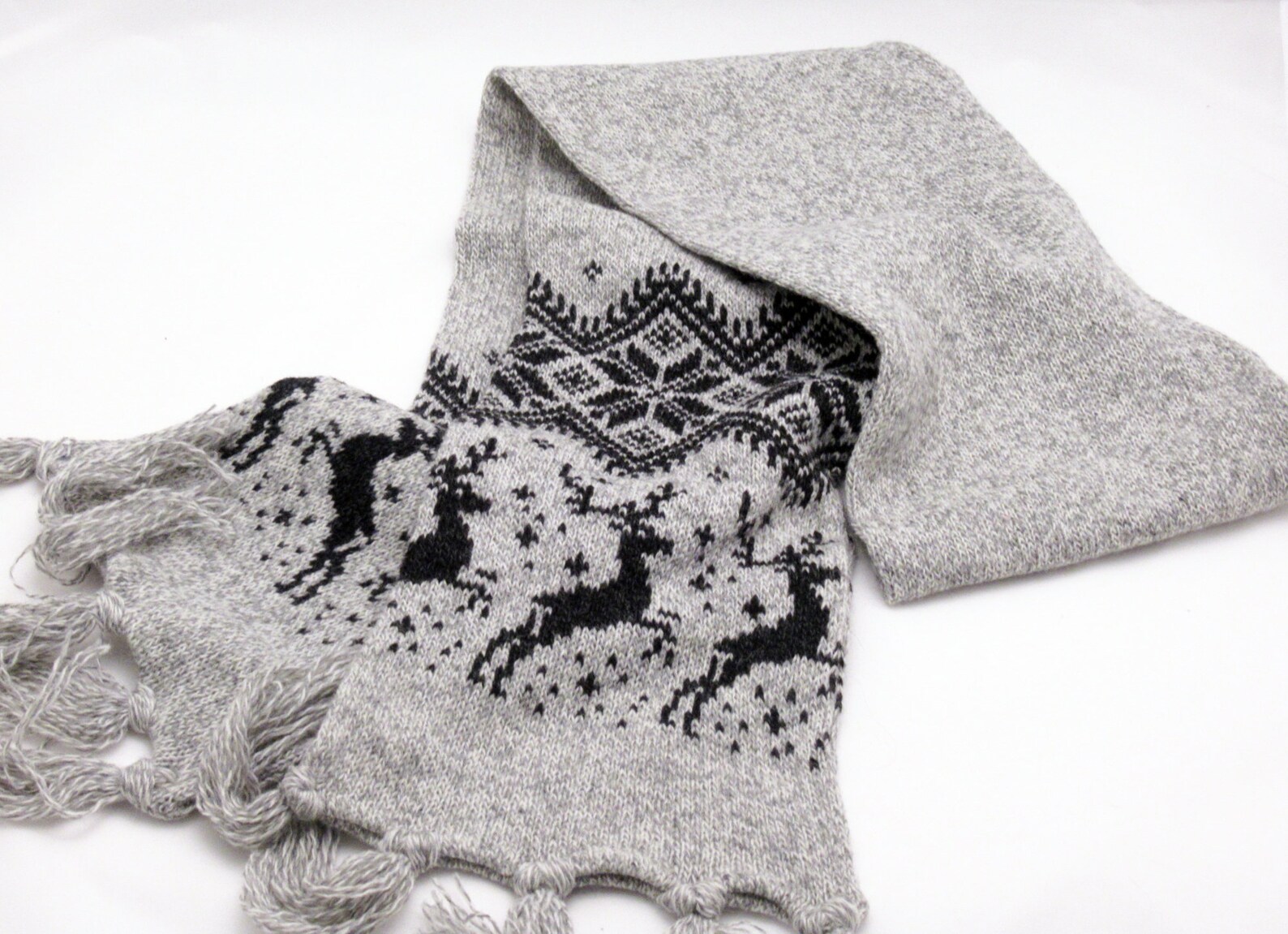 Knitted Long Warm Winter Scarf, Handmade With Double-sided Scandinavian ...