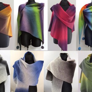 Knitted Triangle Warm Winter Shawl, Handmade With Kauni Brown Gradient ...