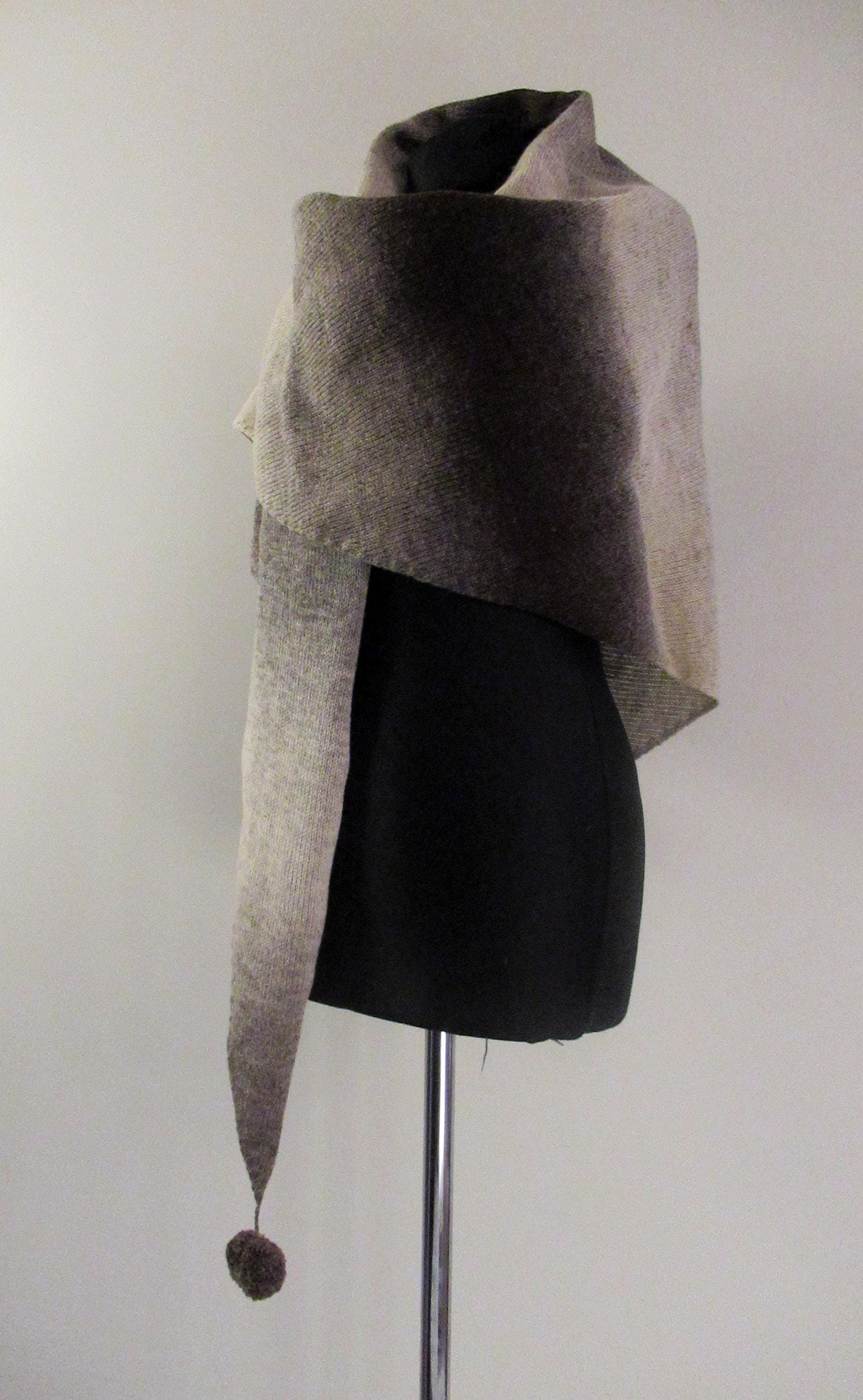 Knitted Triangle Warm Winter Shawl, Handmade With Kauni Brown Gradient ...