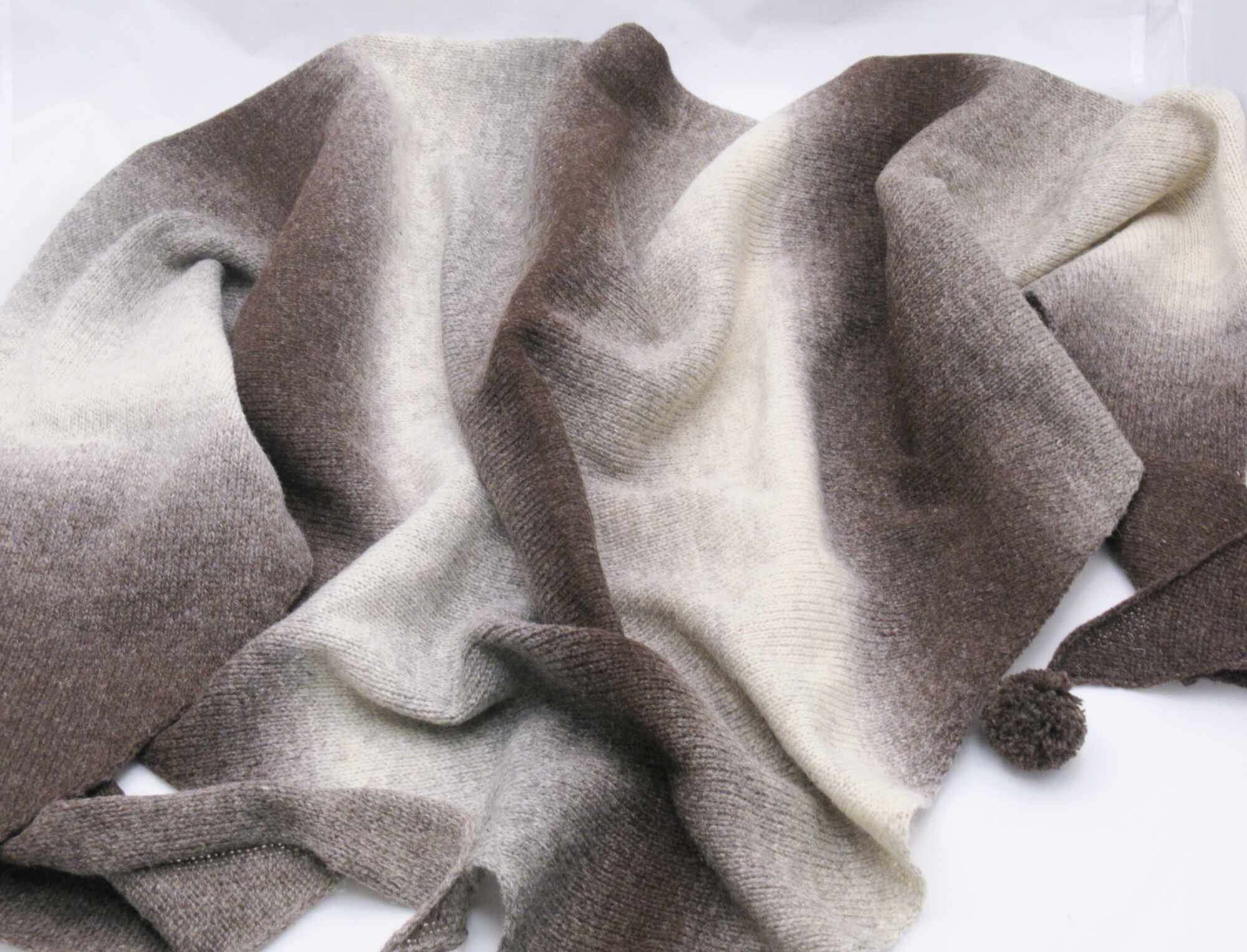 Knitted Triangle Warm Winter Shawl, Handmade With Kauni Brown Gradient ...