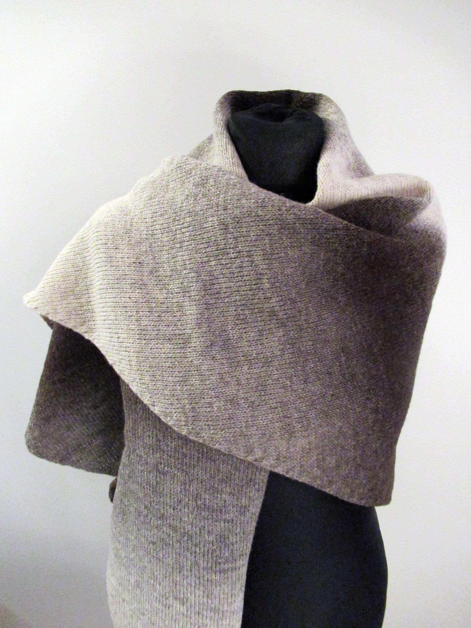 Knitted Triangle Warm Winter Shawl, Handmade With Kauni Brown Gradient ...