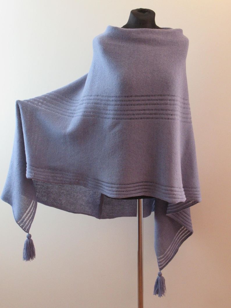 Elegant Poncho, Women Ware, 100% Wool, One Size, Blue Gray - Etsy