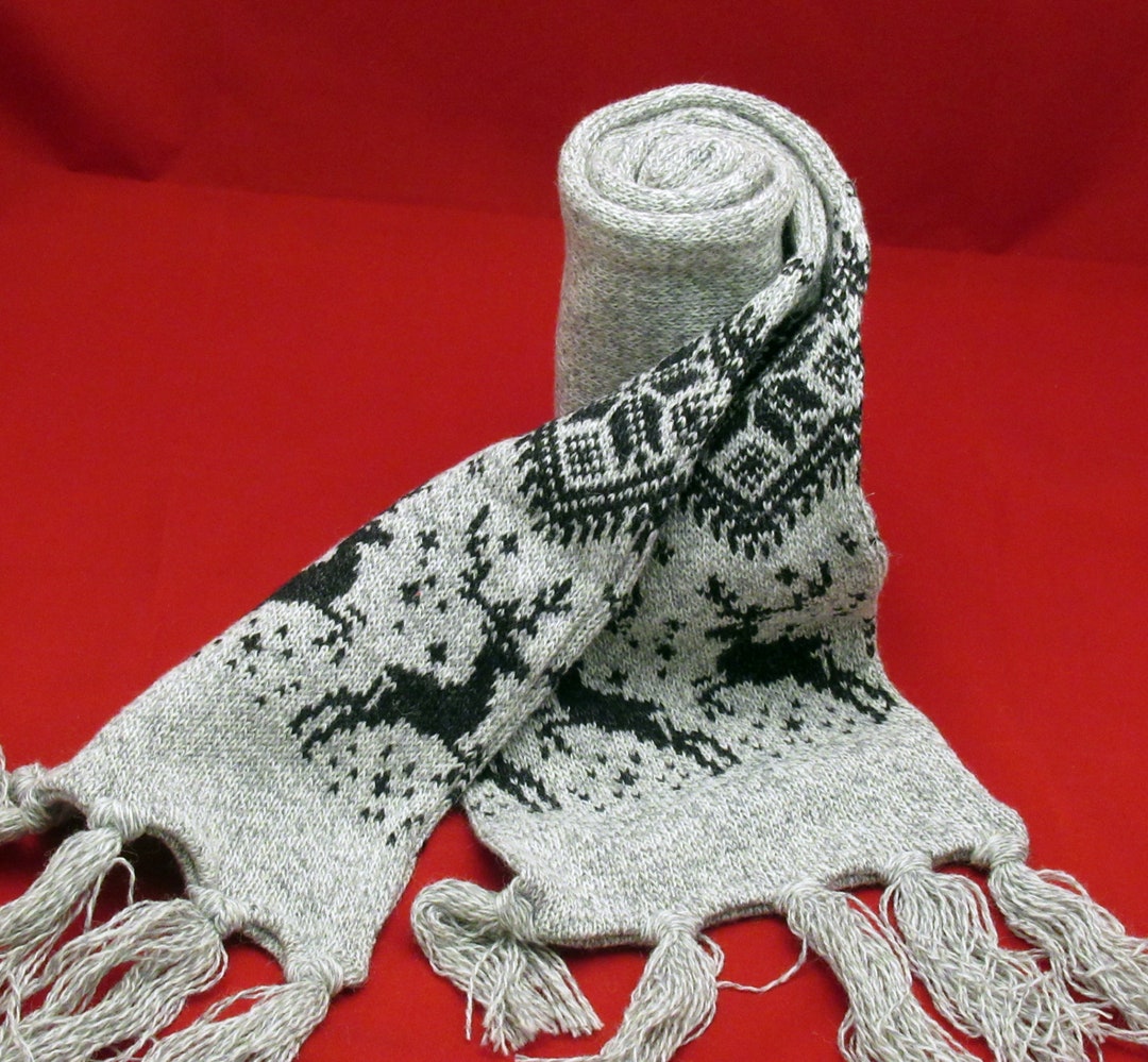Knitted Long Warm Winter Scarf, Handmade With Double-sided Scandinavian ...
