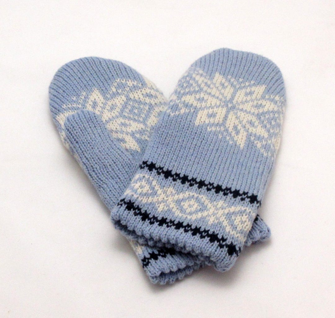 Knitted Wool Mittens: Norwegian Fair Isle Knit Gloves - Etsy