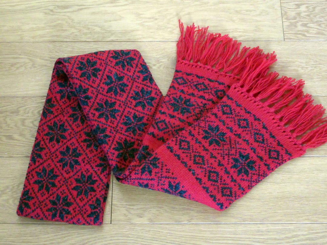 Red Wool Scarf: Long Scandi Knits Winter Accessory - Etsy