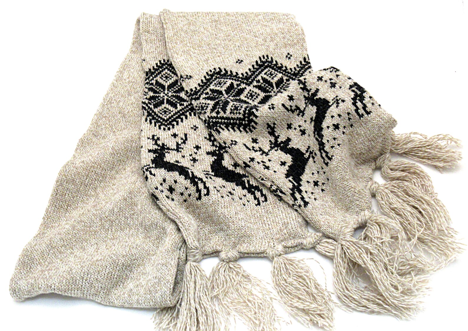 Knitted Long Warm Winter Scarf, Handmade With Double-sided Scandinavian ...