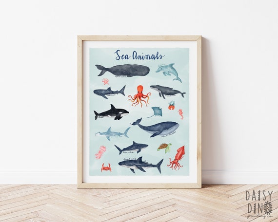 Sea Life Poster Nursery Wall Art Printable | Etsy