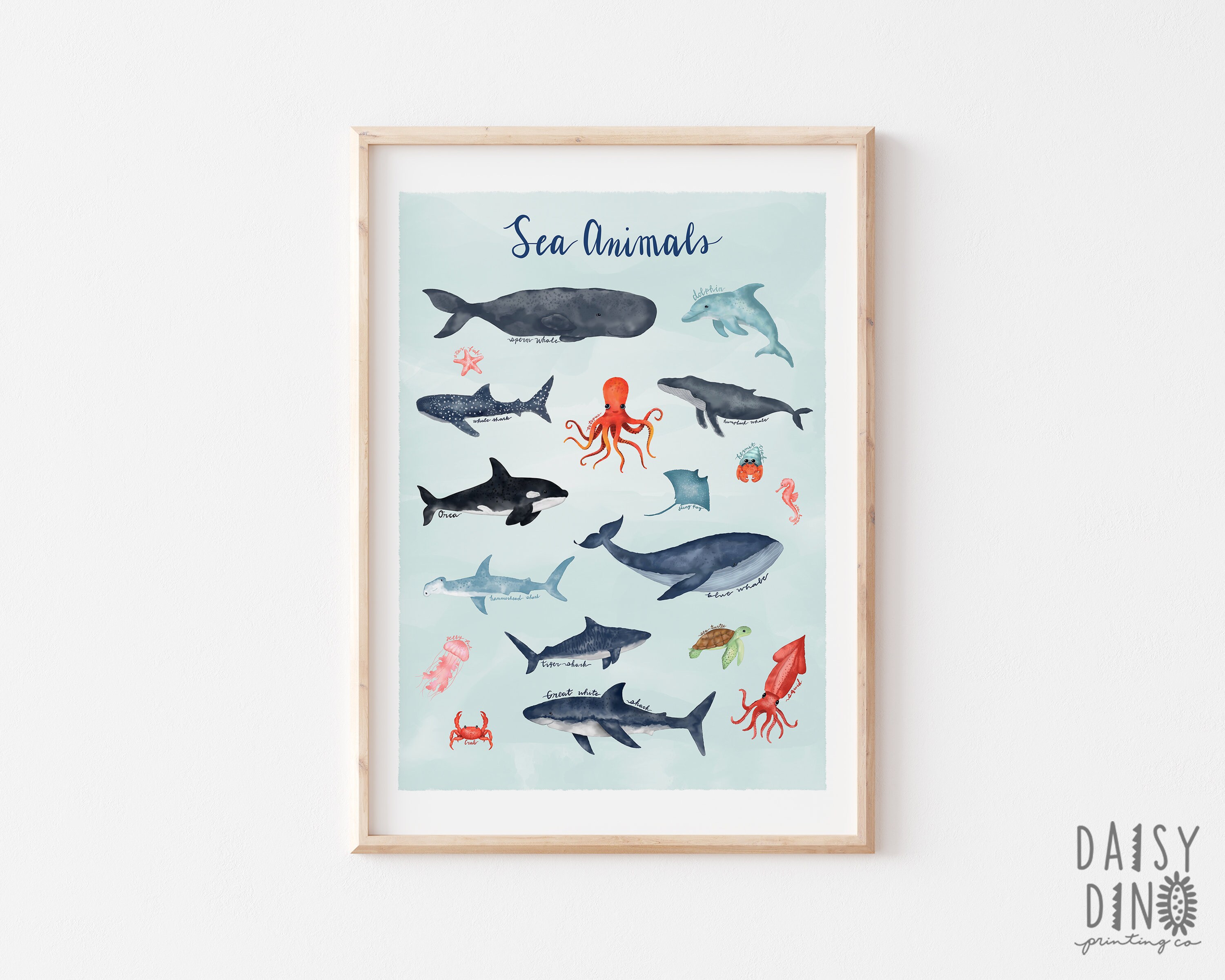 Sea Life Poster, Nursery Wall Art Printable - Etsy