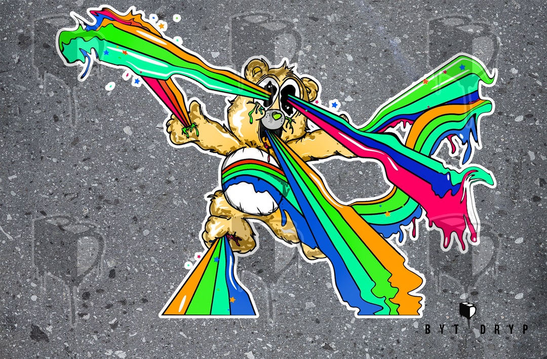 RAINBOW Bear Sticker, 300 DPI, Retro Sticker, Funny Sticker - Etsy