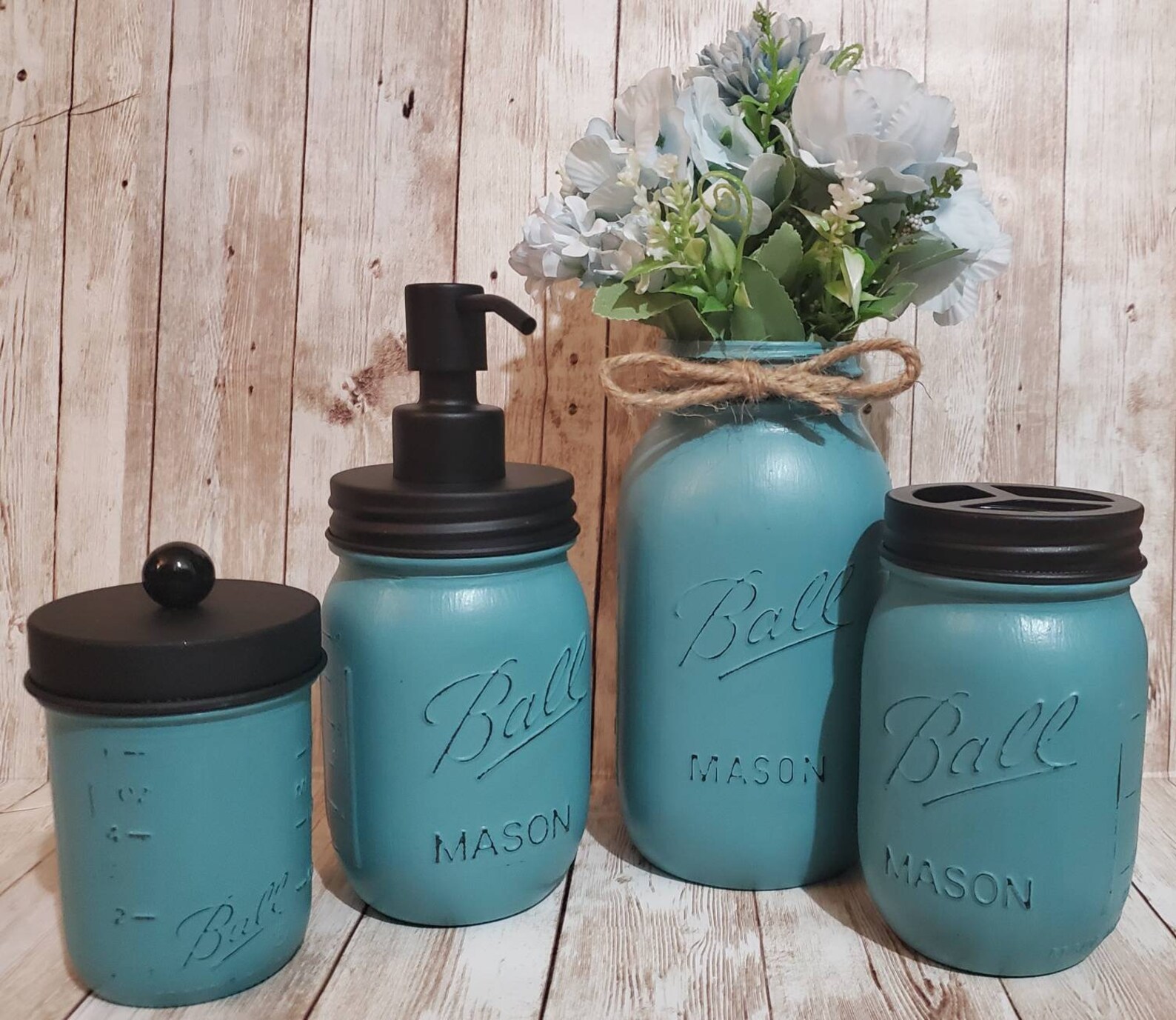 Rustic Mason Jar Bathroom Set - Etsy