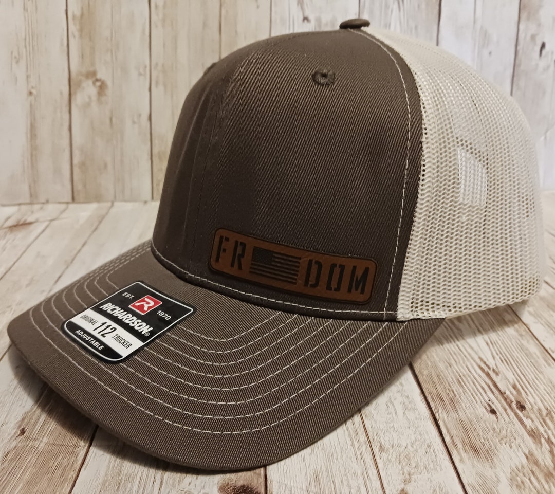 Freedom | American Flag Trucker Hat | Leather Patch - Etsy