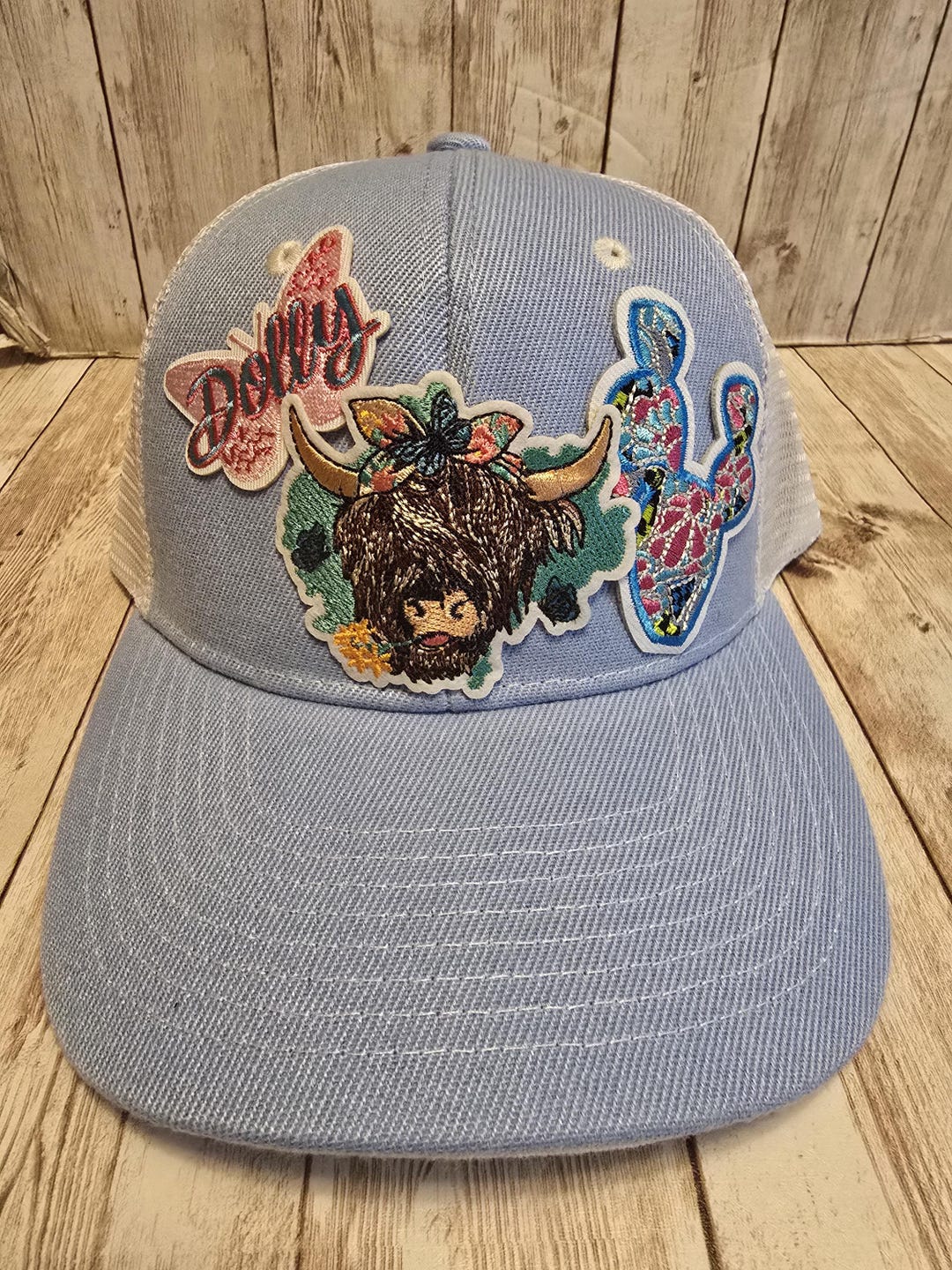 Western Highland Cow Cactus Trucker Hat With Embroidered Patches. - Etsy