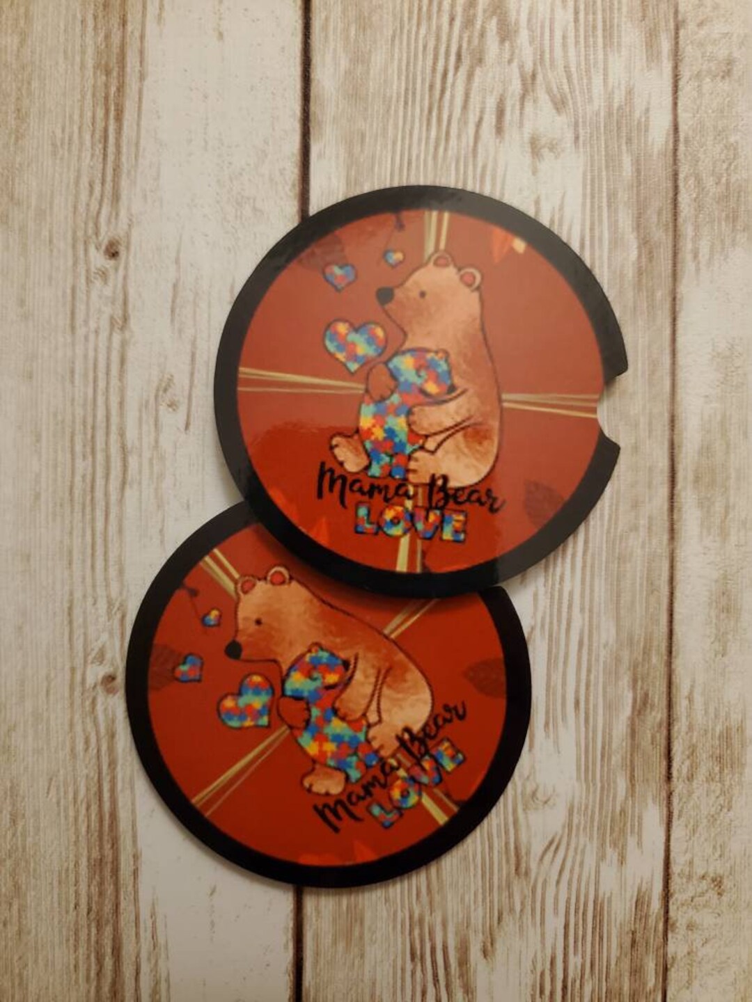 Mama Bear Puzzle Piece Autism Car Coaster - Etsy