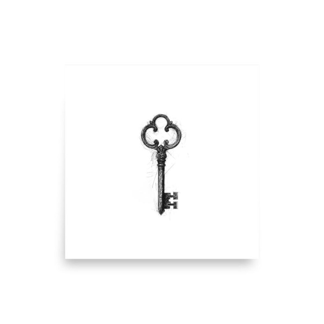 Vintage Key, Black and White, Abstract, Scribble, Minimalist, White ...
