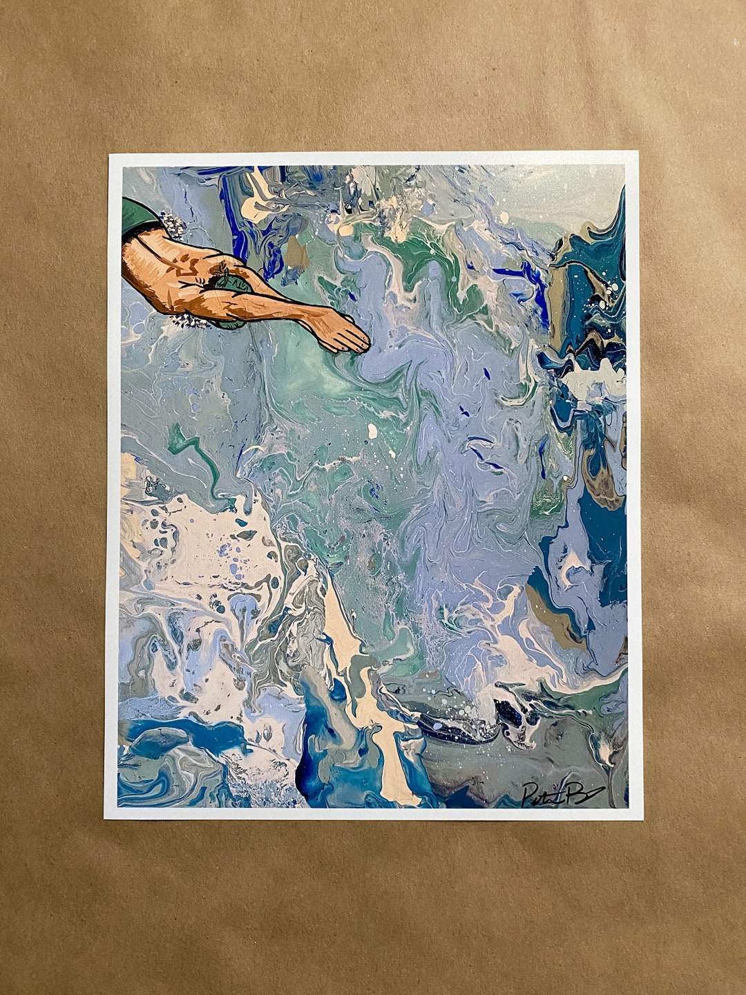 Diver Painting Art Print - Etsy