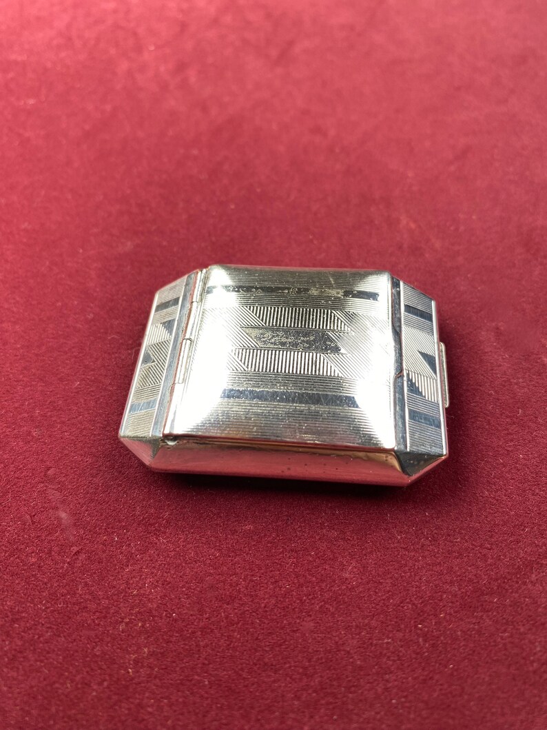 Antique Metal Snuff Box With Geometrical Carvings / Small Make-up ...