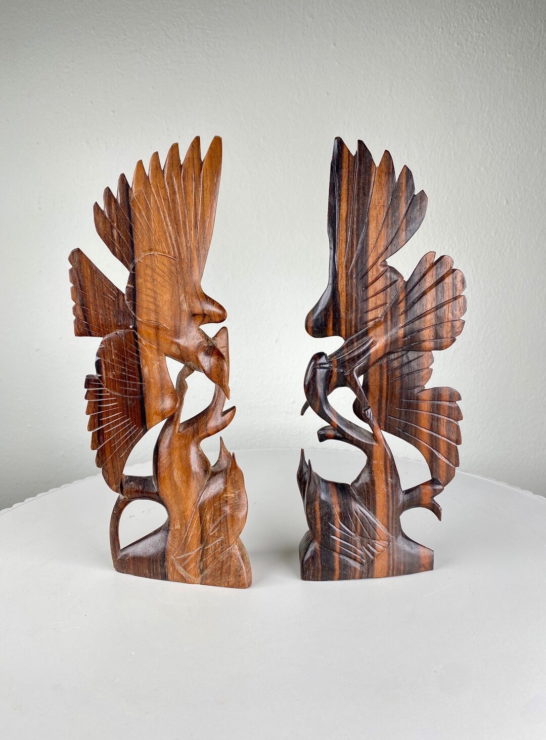 Pair of Hand Carved Balinese Coromandel Calamander Ebony Wood Bird ...