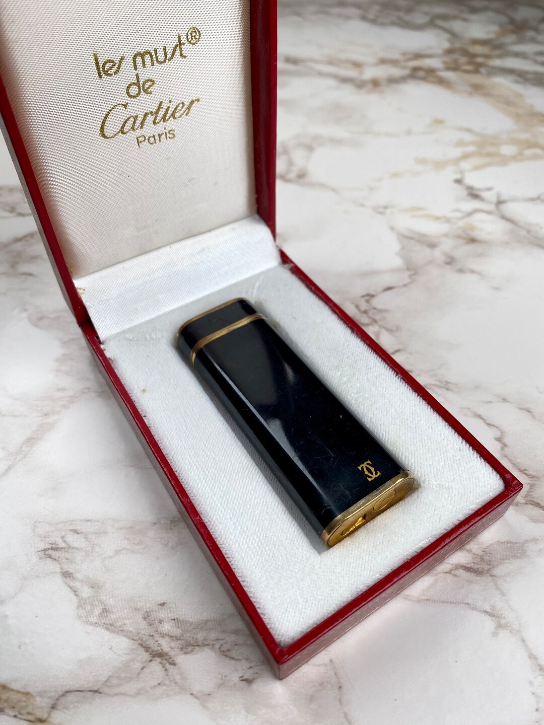 Vintage Cartier Lighter 1980s Luxury Black Lacquer & Gold-plated With ...