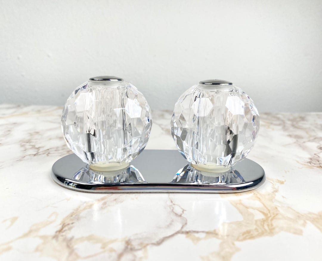 Vintage Salt & Pepper Shaker Set - Silver and Acrylic Crystal Ball ...