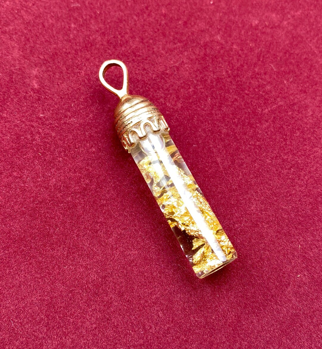 Vintage Gold Foil Flakes Shaker Bottle Charm Amulet / Pendant / Pendant ...