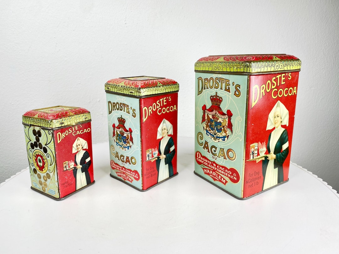 Dutch Antique Droste’s Cacao Tin Set 3 Pcs Vintage Chocolate Boxes ...