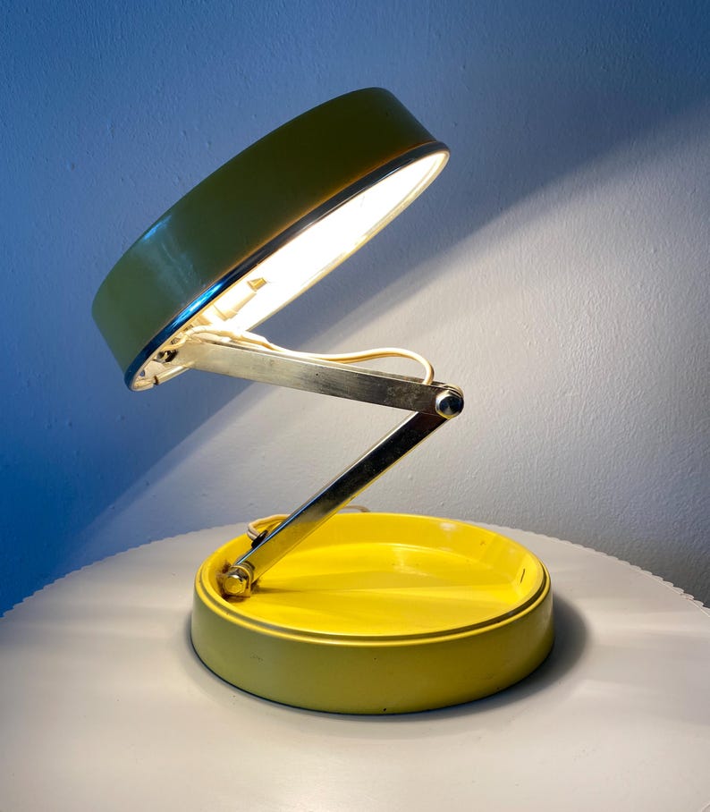 Vintage Yellow GEI Folding Desk Lamp - 1970s Space Age Adjustable Z ...