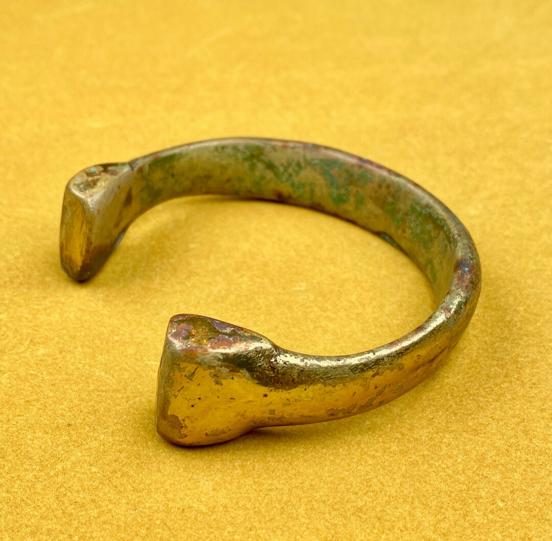 Ancient African Massive Brass Snake Cuff Antique Manilla Currency ...