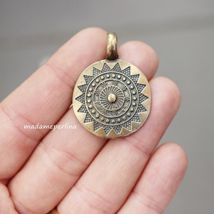 2 Mandala Sun Pendants Bronze Plated Ethnic Coin Tribal - Etsy