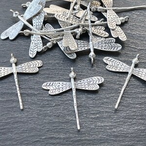 1 Dragonfly Pendant Matte Silver Plated Skimmer Turkish Jewelry Supply ...