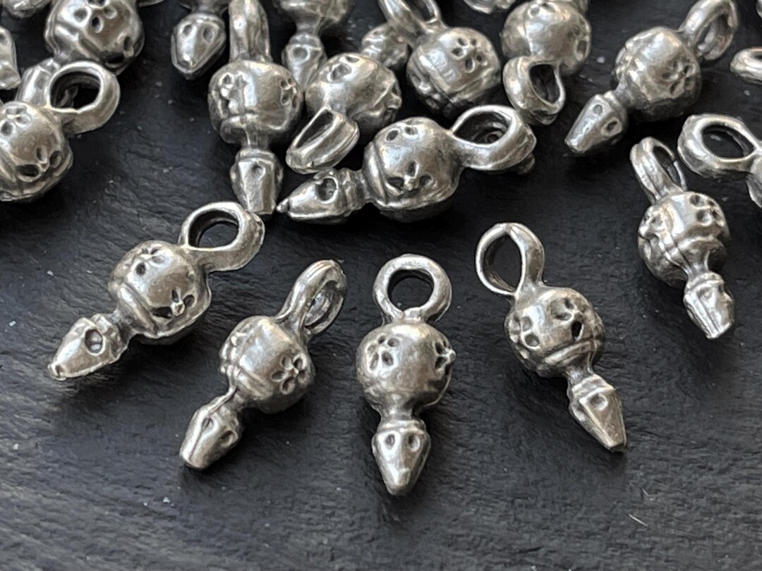 Silver Plated Ball Spike Charms 10 Pcs, Sphere Spike Pendants Bulk ...