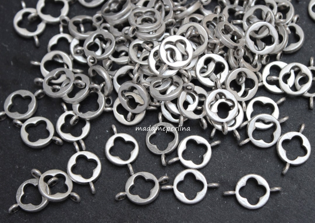 10 Clover Link Connectors Matte Silver Plated 10mm Flower Floral ...