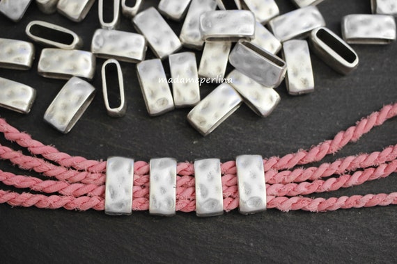 4 Rectangle Slider Spacer Beads Matte Silver Plated Flat Wide Cord Bars 16mm Parallel Bead Turkish Jewelry Supply Mdla1141b Etsy