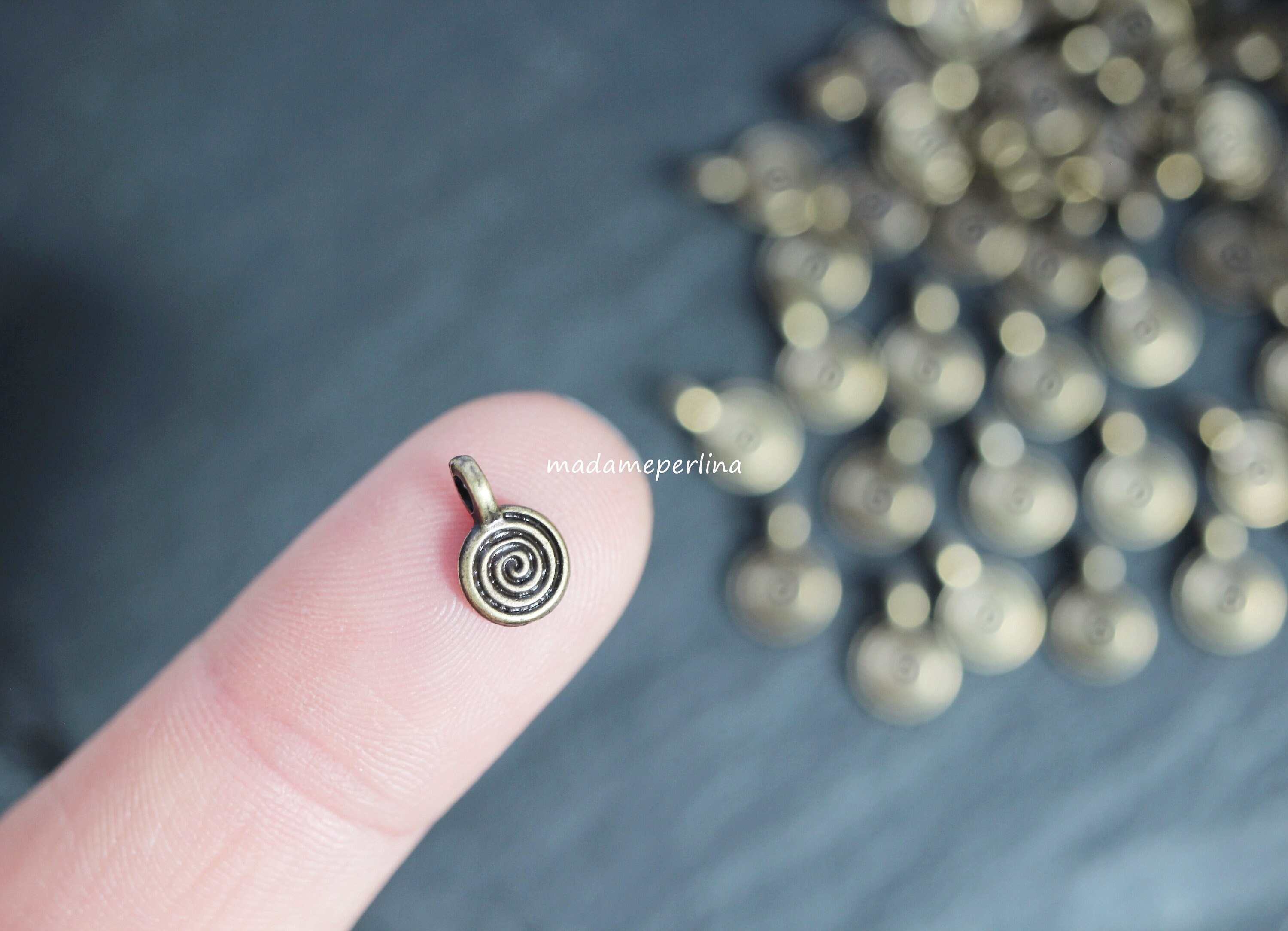 20 Helical Mini Charms Bronze Plated Double Sided Spiral Coins - Etsy