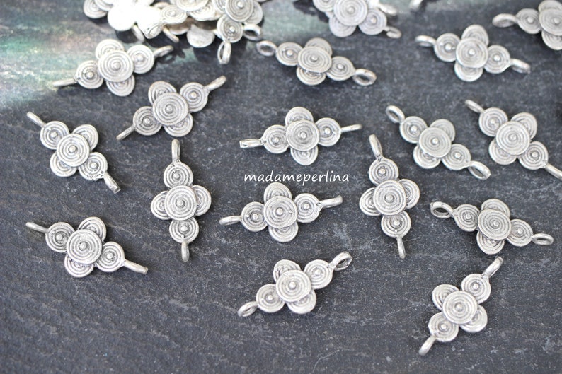 6 Helical Multi Coins Links Connectors Matte Silver plated | Etsy