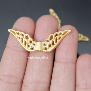 1 Angel Wings Pendant Cap Charm 24K Matte Gold Plated Detailed - Etsy