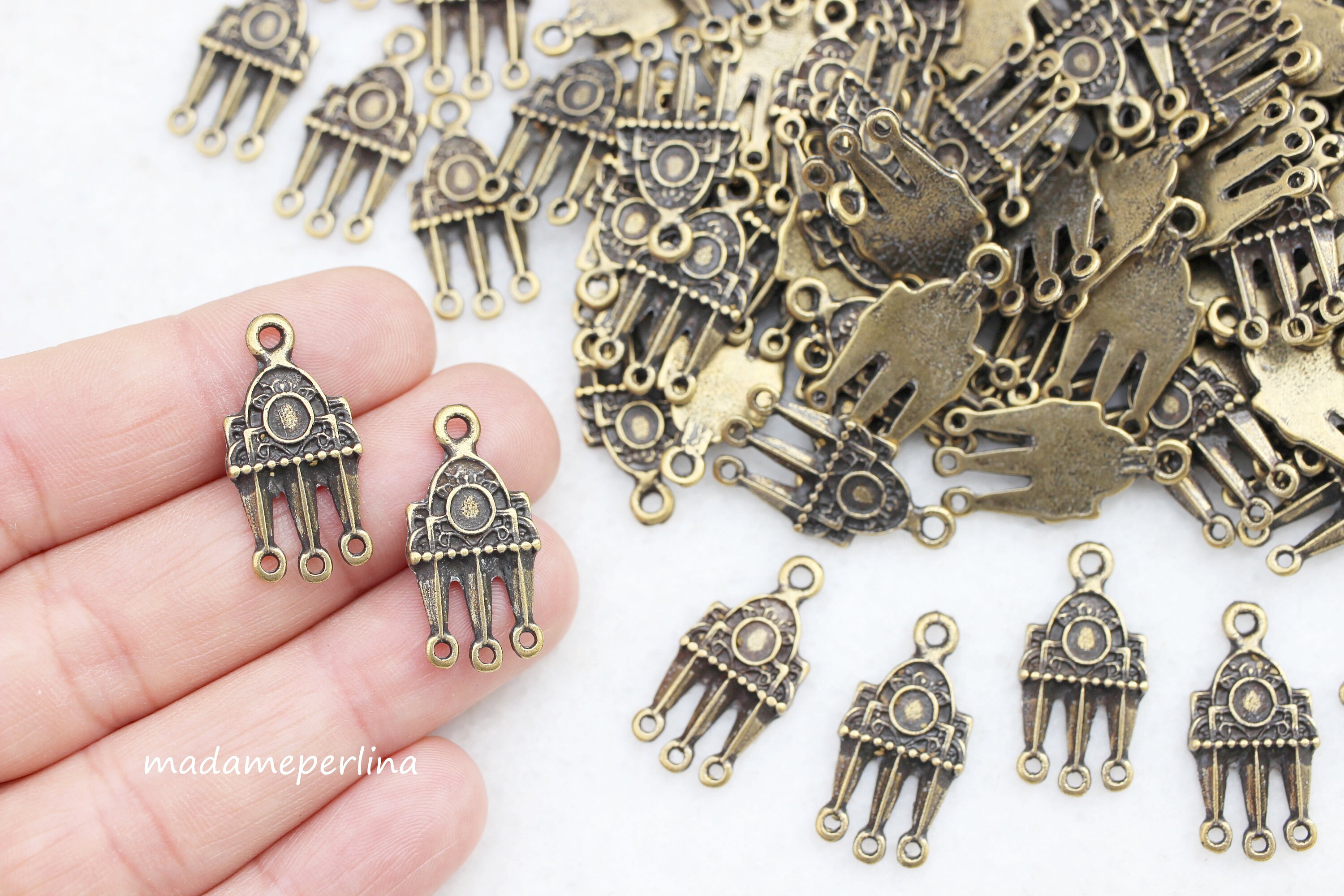 2 Connector Charms Bronze Plated Pendants 3 Bail Hoop Loop - Etsy UK